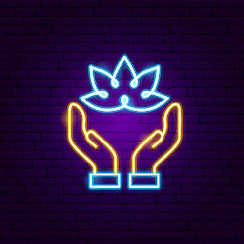 Neon cocktails bar sign on dark brick wall Vector Image
