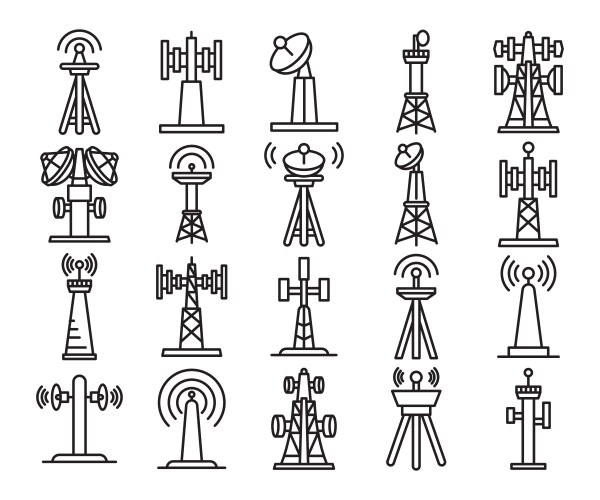Radio mast icons Royalty Free Vector Image - VectorStock