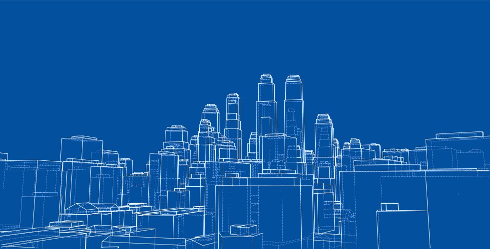 Wire-frame city blueprint style Royalty Free Vector Image