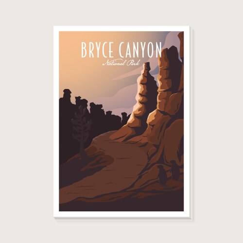 Bryce canyon logo vintage design national park Vector Image