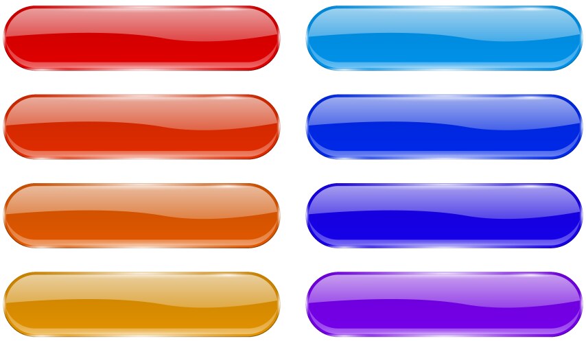 Shiny glass buttons of different shapes for games Vector Image