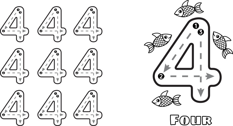 Number 4 cartoon Vector Images & Graphics for Commercial Use | VectorStock