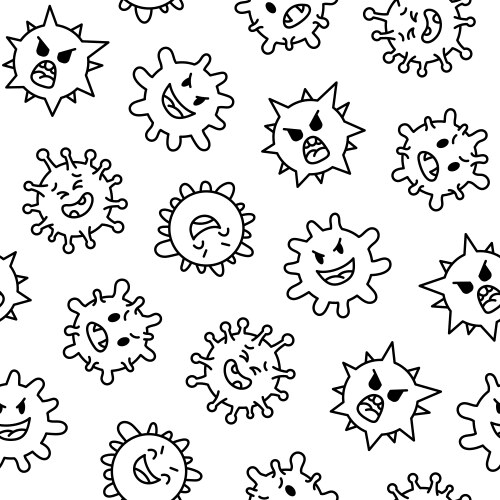 Viruses kawaii seamless pattern coloring page Vector Image