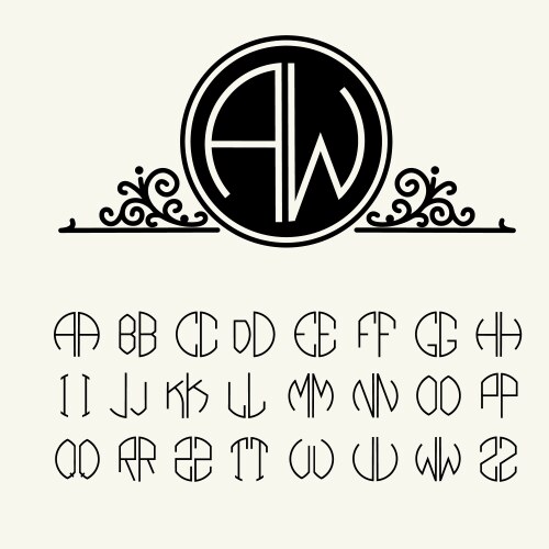 Vintage monogram letters decorative ornamental Vector Image