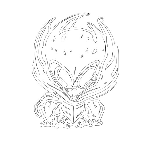 Alien monster outline sketch Royalty Free Vector Image