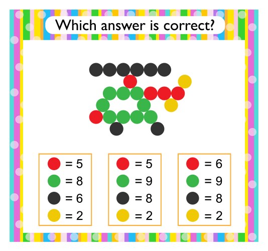 Math activity for kids find the correct answer Vector Image