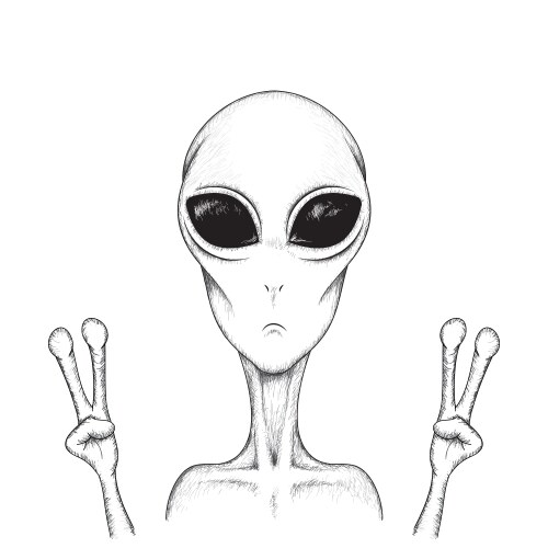Alien with Peace Sign Royalty Free Vector Image