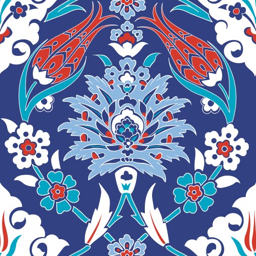 Iznik tile pattern with floral ornaments Vector Image