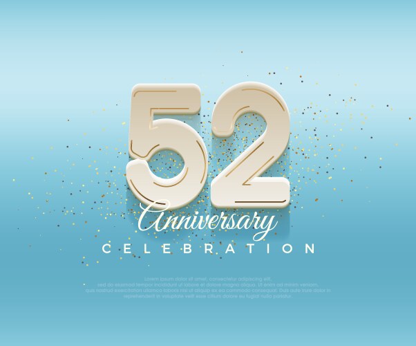 Rustic number for 52nd anniversary celebration Vector Image