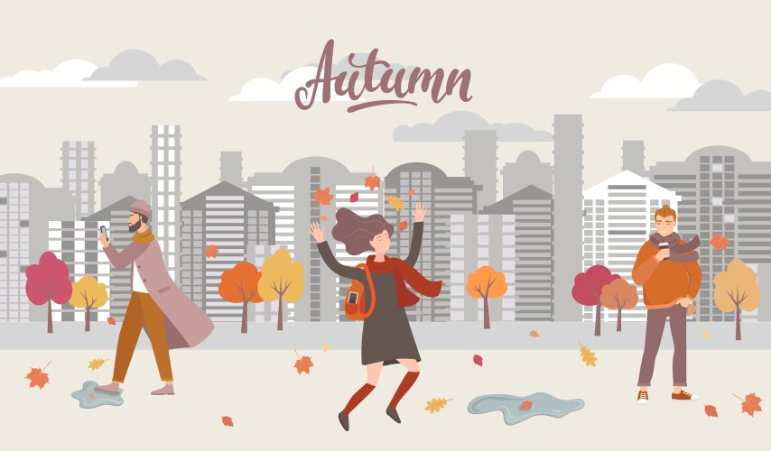 Fall city Royalty Free Vector Image - VectorStock