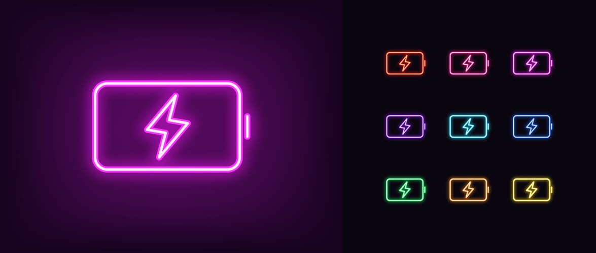 Set Sign Battery Neon Vector Images (over 1,000)