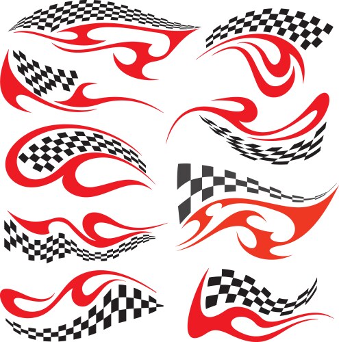 Racing flame designs with checkered flags Vector Image