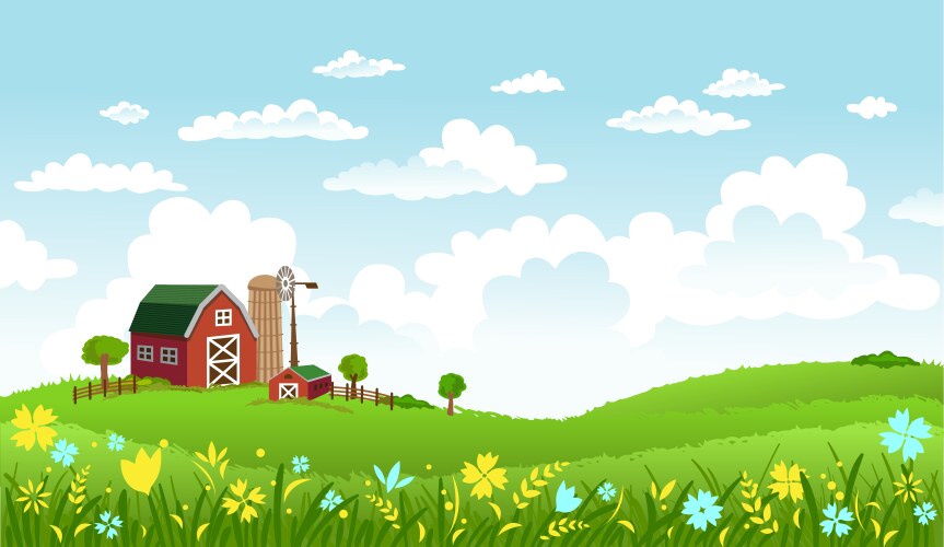 Seamless cartoon country landscape Royalty Free Vector Image