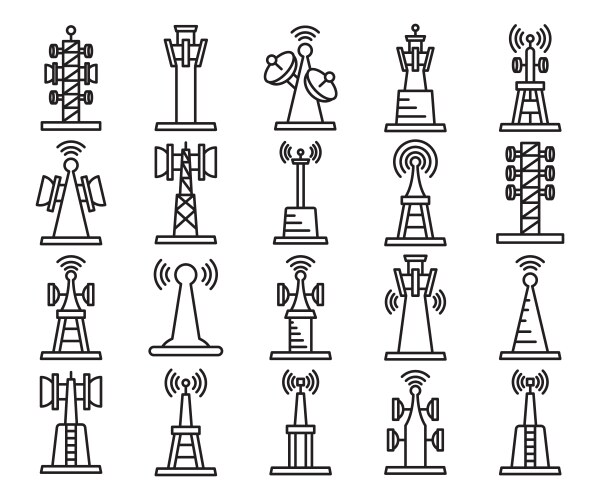 Radio tower icons Royalty Free Vector Image - VectorStock