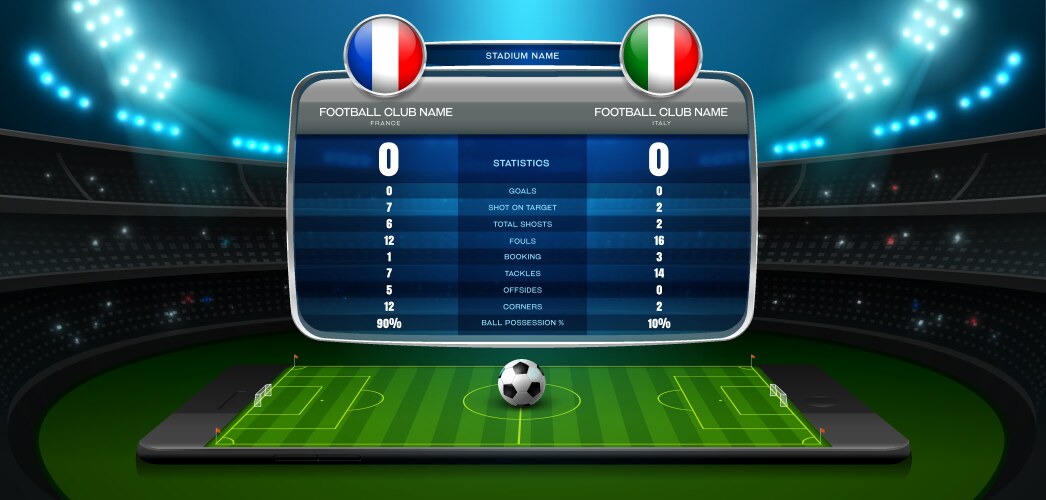 Football soccer match statistics Royalty Free Vector Image