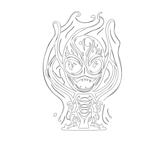 Alien monster outline sketch Royalty Free Vector Image