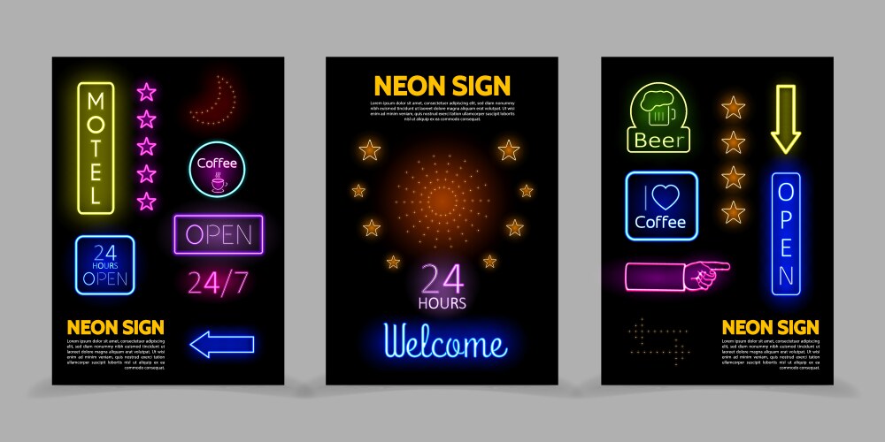Advertising neon signs concept Royalty Free Vector Image