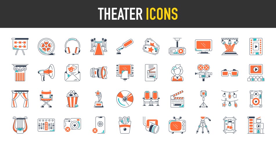 Theater icons set Royalty Free Vector Image - VectorStock