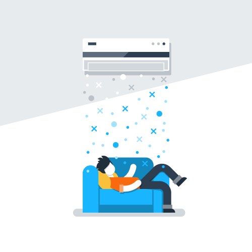 Air conditioner repair man cartoon Royalty Free Vector Image