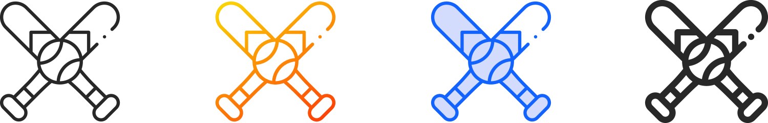 Baseball iconthin linear gradient blue stroke Vector Image