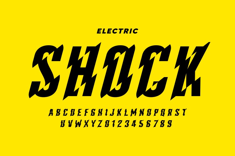 Eclectric shock style font design alphabet Vector Image