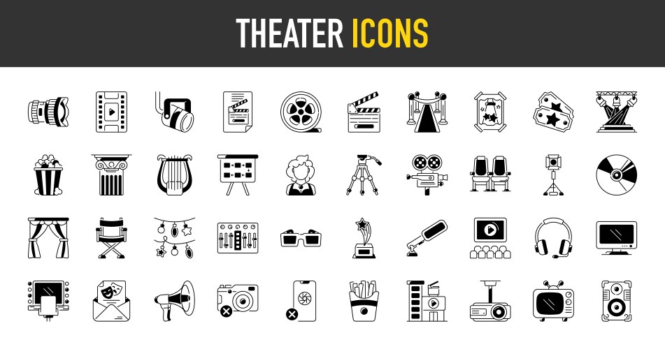 Theater icons set Royalty Free Vector Image - VectorStock