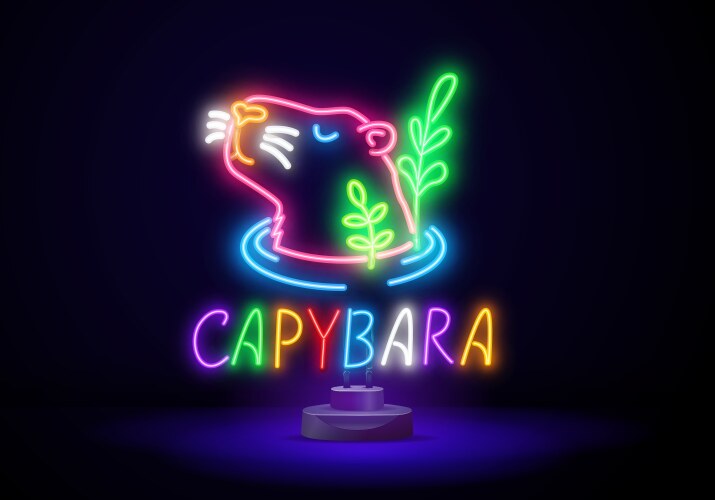 Cute neon capybara kawaii isolated animal Vector Image