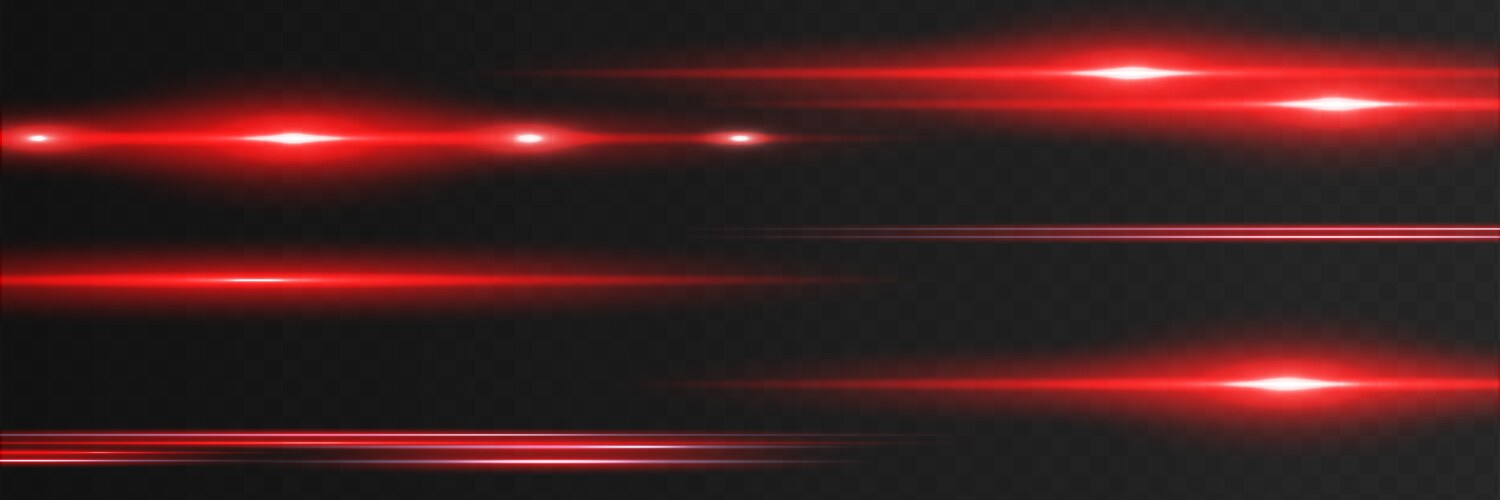 Red horizontal lens flares pack laser beams Vector Image