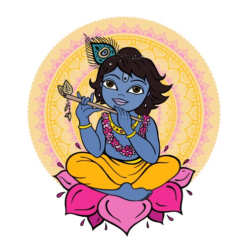 Krishna vishnu god avatar artwork Royalty Free Vector Image