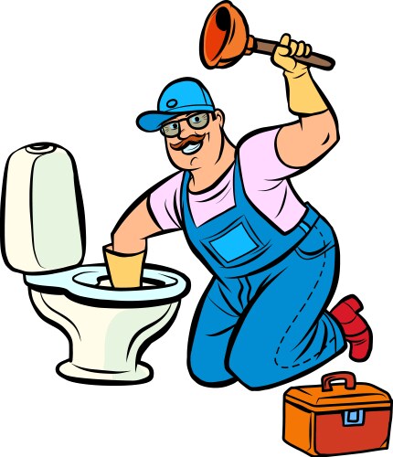 Cartoon little boy pushing flush button in toilet Vector Image