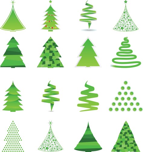 Cartoon abstract christmas trees with gifts Vector Image
