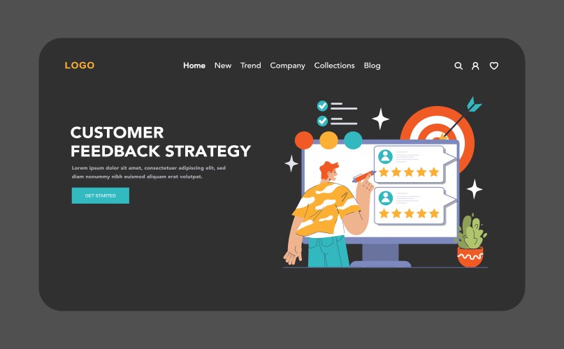 Customer feedback web banner or landing page Vector Image