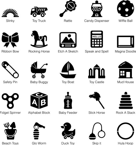 Toys icons collection Royalty Free Vector Image