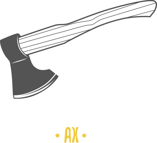 Woodwork emblem ax stuck in a stump Royalty Free Vector