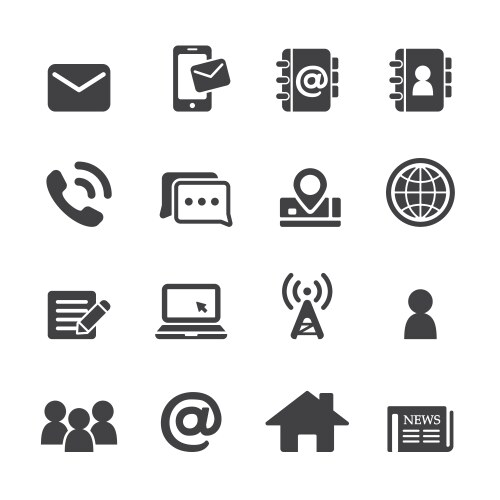 Contact and communication icon set Royalty Free Vector Image