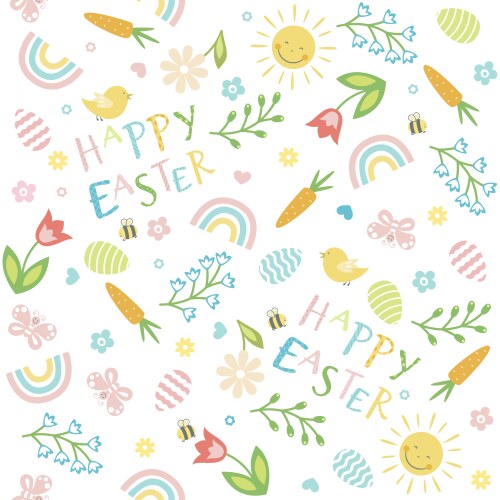 Happy easter flower pattern Royalty Free Vector Image