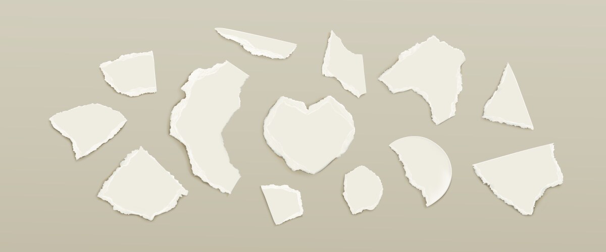 Set of paper cut elements torn newspaper collage Vector Image