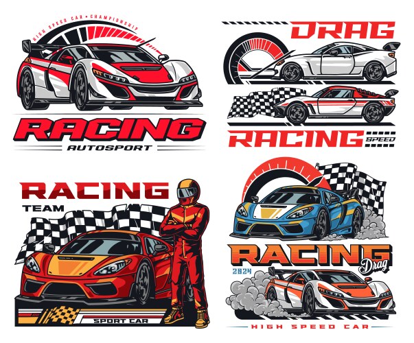 Speed racing set stickers colorful Royalty Free Vector Image