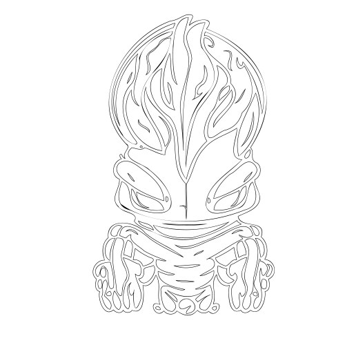 Alien monster outline sketch Royalty Free Vector Image
