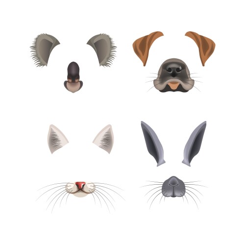 Fox animal face filter template video chat photo Vector Image