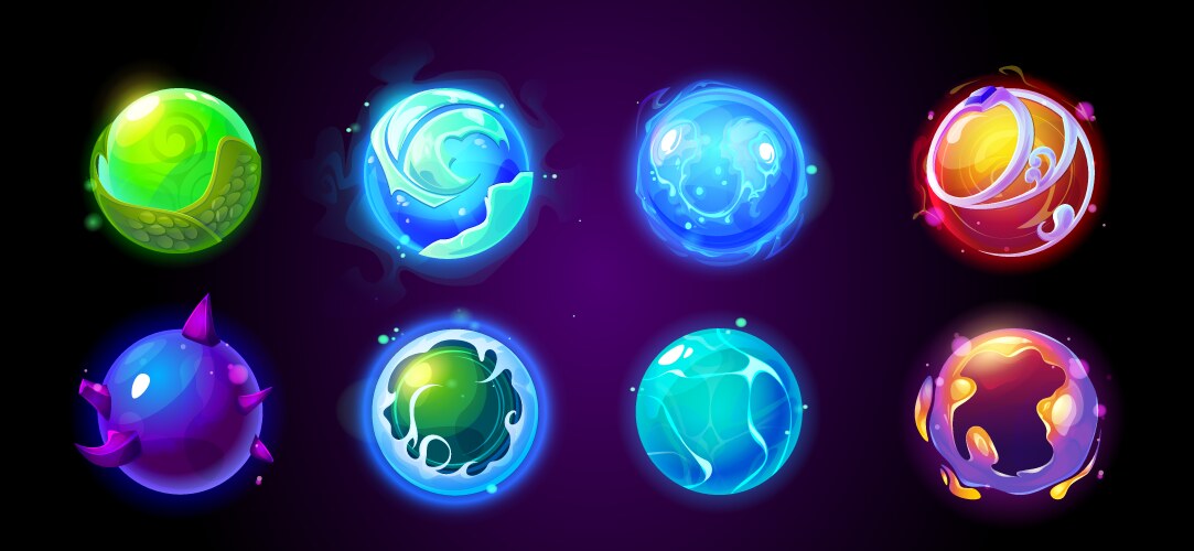 Magic spheres energy balls with mystic glow Vector Image