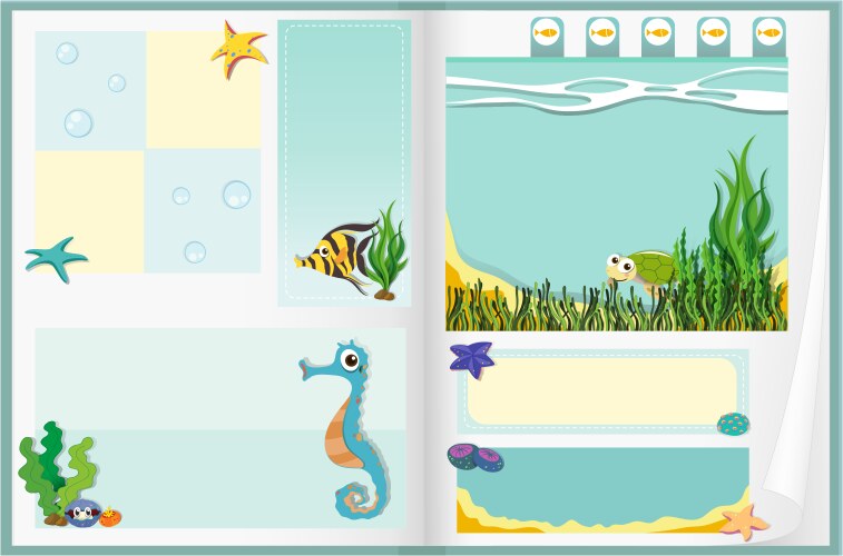 Border template with ocean in background Vector Image