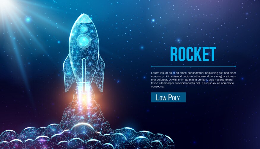 Rocket launch wireframe polygonal style internet Vector Image
