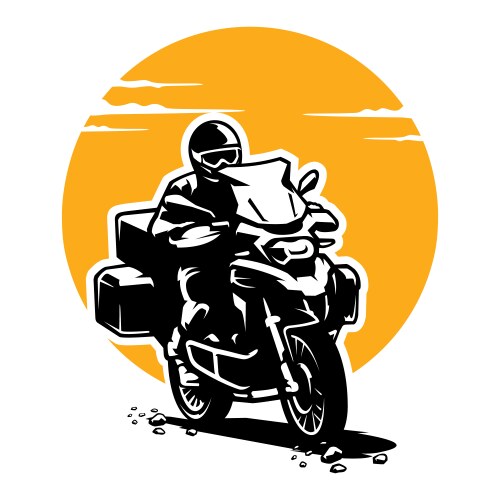 Biker riding adventure motorbike logo Royalty Free Vector