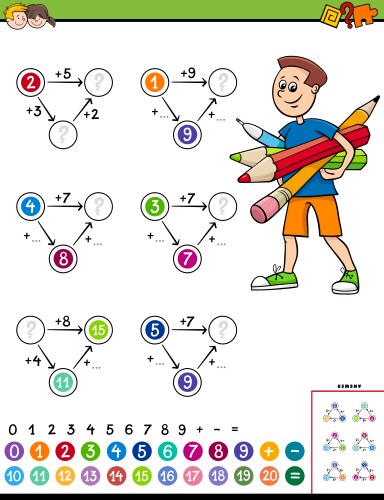 Educational math game cartoon Royalty Free Vector Image