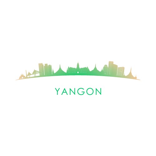 Yangon skyline myanmar city drawn sketch Vector Image