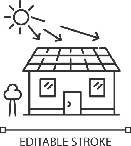 Solar panel house isolated coloring page for kids Vector Image