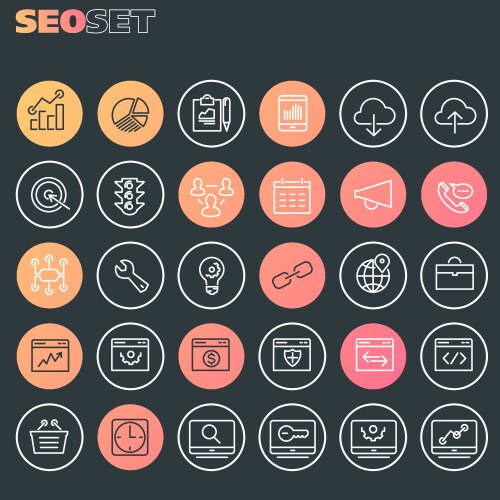 Colorful business icons set Royalty Free Vector Image