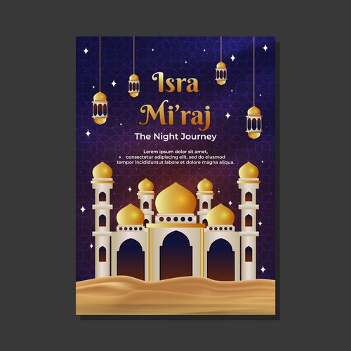 Isra Miraj Poster Template – Royalty-Free Vector | VectorStock
