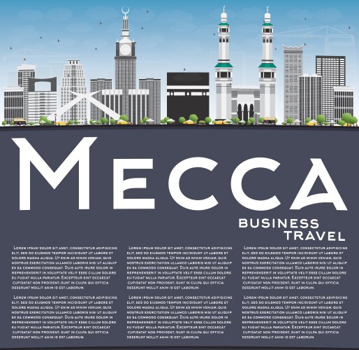 Outline mecca banner Royalty Free Vector Image
